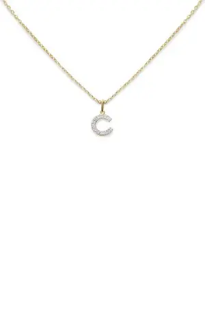 Monica Vinader Lab-created Diamond Initial Pendant Necklace - 14kt Solid Gold - C