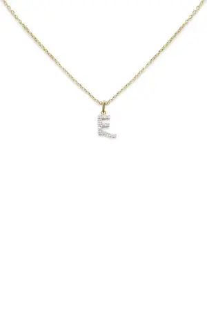 Monica Vinader Lab-created Diamond Initial Pendant Necklace - 14kt Solid Gold - E