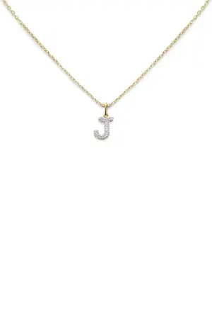 Monica Vinader Lab-created Diamond Initial Pendant Necklace - 14kt Solid Gold - J
