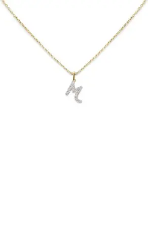 Monica Vinader Lab-created Diamond Initial Pendant Necklace - 14kt Solid Gold - M