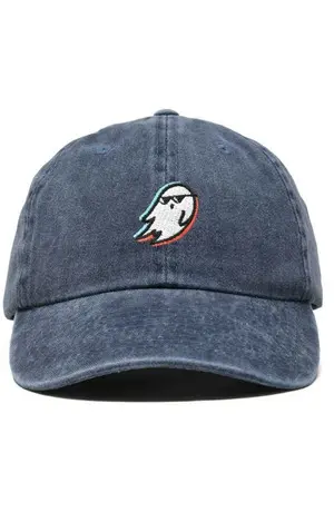 DALIX Ghost Life Embroidered Cap - Washed Navy Blue