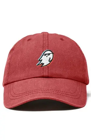 DALIX Dalix Ghost Life Embroidered Cap Washed Red