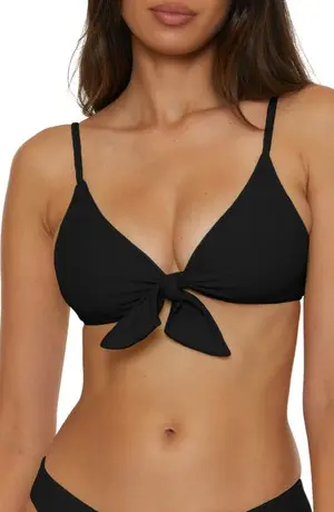 BECCA® By Rebecca Virtue Buckle Reversible Bikini Top - Black
