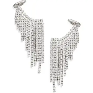 Nadri Starlet Curtain Cubic Zirconia Cuff Earrings - Rhodium