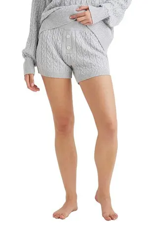 PAPINELLE Cable Knit Short Pajama Bottoms - Grey