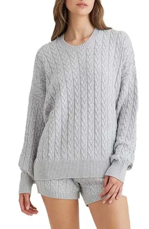 PAPINELLE Cozy Cable Long Sleeve Pajama Top - Grey