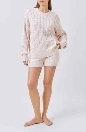PAPINELLE Cozy Cable Long Sleeve Pajama Top - Shell