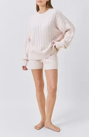 PAPINELLE Cozy Cable Long Sleeve Pajama Top - Shell