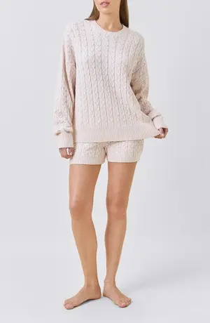 PAPINELLE Cozy Cable Long Sleeve Pajama Top - Shell
