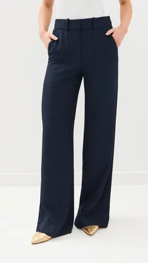 Veronica Beard Cole Wide Leg Pants - Navy
