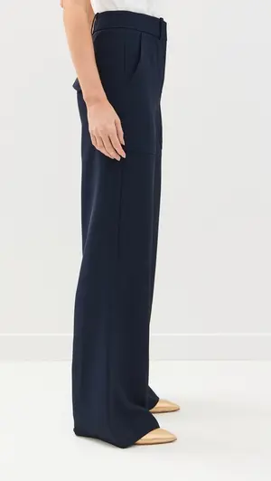 Veronica Beard Cole Wide Leg Pants - Navy