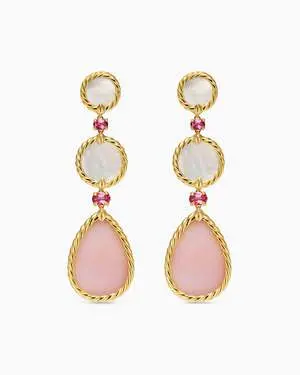 David Yurman Dy Elements Statement Drop Earrings - Pink Opal