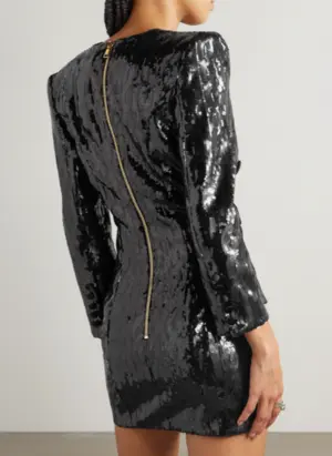 Balmain Double-breasted Sequined Crepe Mini Dress