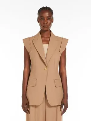 Max Mara Sleeveless Gabardine Jacket