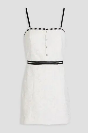 Alice + Olivia Matilda Corded Lace Mini Dress With Satin Trims - White