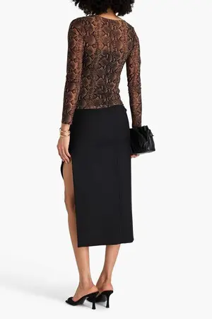 Alice + Olivia Delaina Snake-print Mesh Top