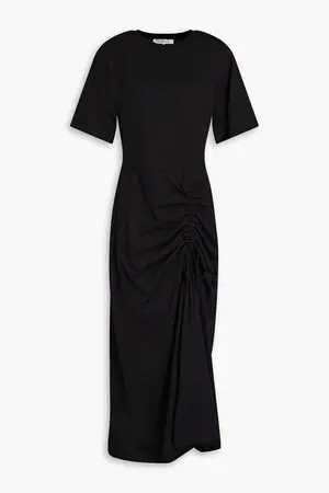 FRAME Ruched Cotton-jersey Midi Dress