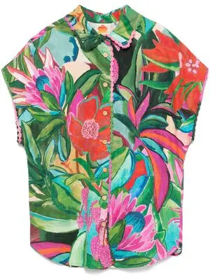 Farm Rio Floral-print Shirt - Green