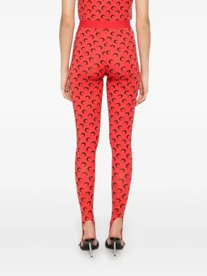 MARINE SERRE Moon-print Leggings - Red