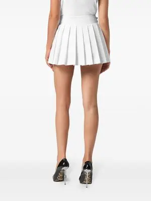 Philipp Plein Skull Pleated Mini Skirt - White