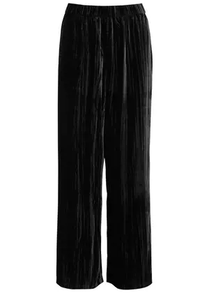 Eileen Fisher Wide-leg Velvet Trousers - Black