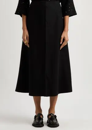 Eileen Fisher Wool-felt Midi A-line Skirt