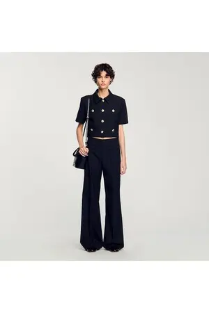 Sandro High-waisted Wide-leg Suit Trousers
