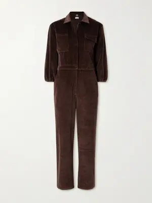 RIVET UTILITY Charmer Stretch-cotton Corduroy Jumpsuit - Brown