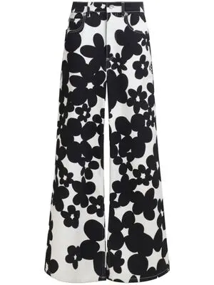Marni Floral-print Flared Trousers