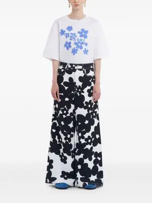 Marni Floral-print Flared Trousers