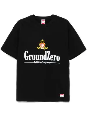 GROUND ZERO Logo Print T-shirt - Black