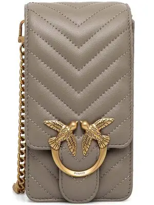 Pinko Chevron-quilting Leather Phone Case - Neutrals
