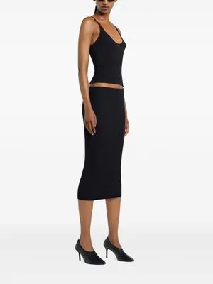 COURREGES Ribbed-knit Midi Skirt - Black