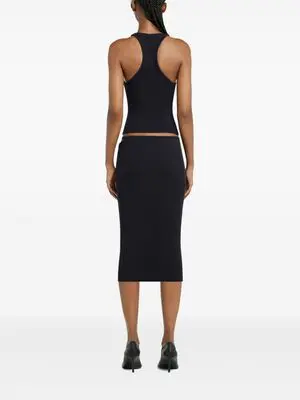 COURREGES Ribbed-knit Midi Skirt - Black