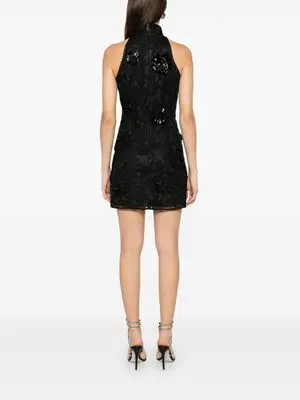 ROTATE BY BIRGER CHRISTENSEN Floral-embroidered Mini Dress - Black