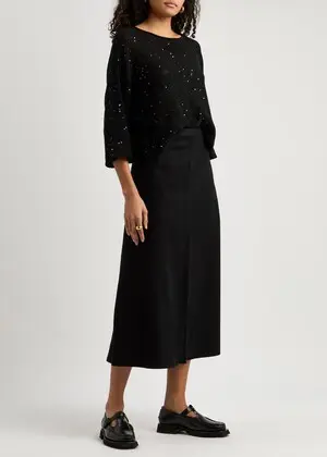 Eileen Fisher Wool-felt Midi Skirt