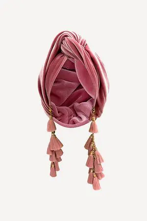 JULIA CLANCEY Chacha Tassel Hair Wrap Pink