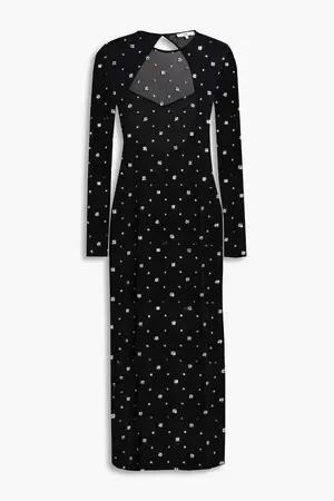 Tibi Glittered Mesh Midi Dress