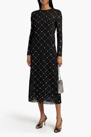 Tibi Glittered Mesh Midi Dress