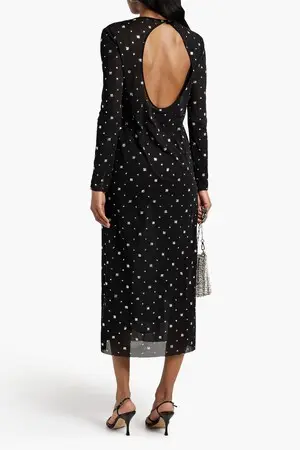 Tibi Glittered Mesh Midi Dress