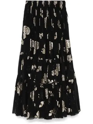 Chloé Floral-jacquard Maxi Skirt - Black