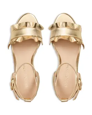 Jack Rogers Rozette Ruffle Wedge Sandals - Gold