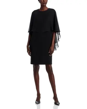 Caroline Rose Capelet Dress - Black