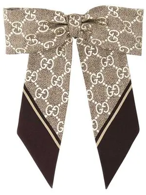 Gucci Gg Jacquard Scrunchie - Brown