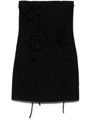 ROTATE BY BIRGER CHRISTENSEN Rose-appliqué Tube Mini Dress - Black