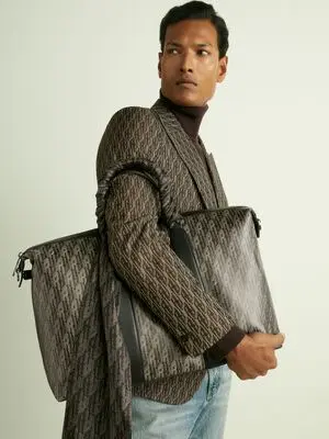 REISS Franco Monogram-print Coated-canvas Holdall