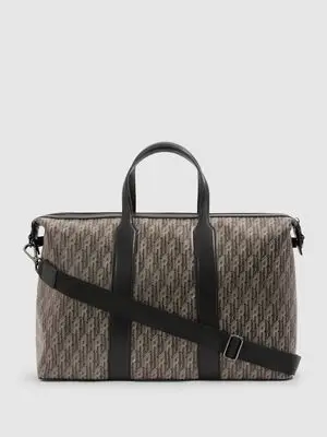REISS Franco Monogram-print Coated-canvas Holdall