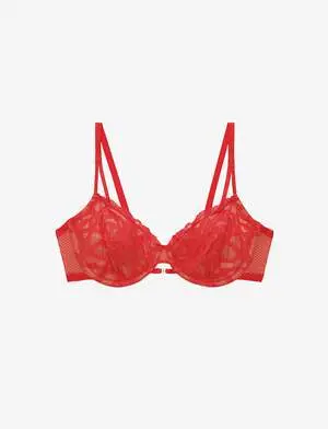 THIRDLOVE Rose Lace Unlined Demi Bra - Red