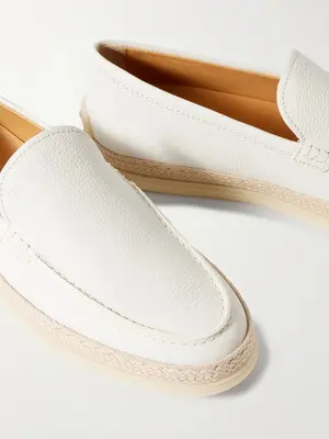 TOD'S Raffia-trimmed Leather Loafers