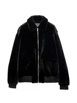 Prada Shearling Bomber Jacket - Black